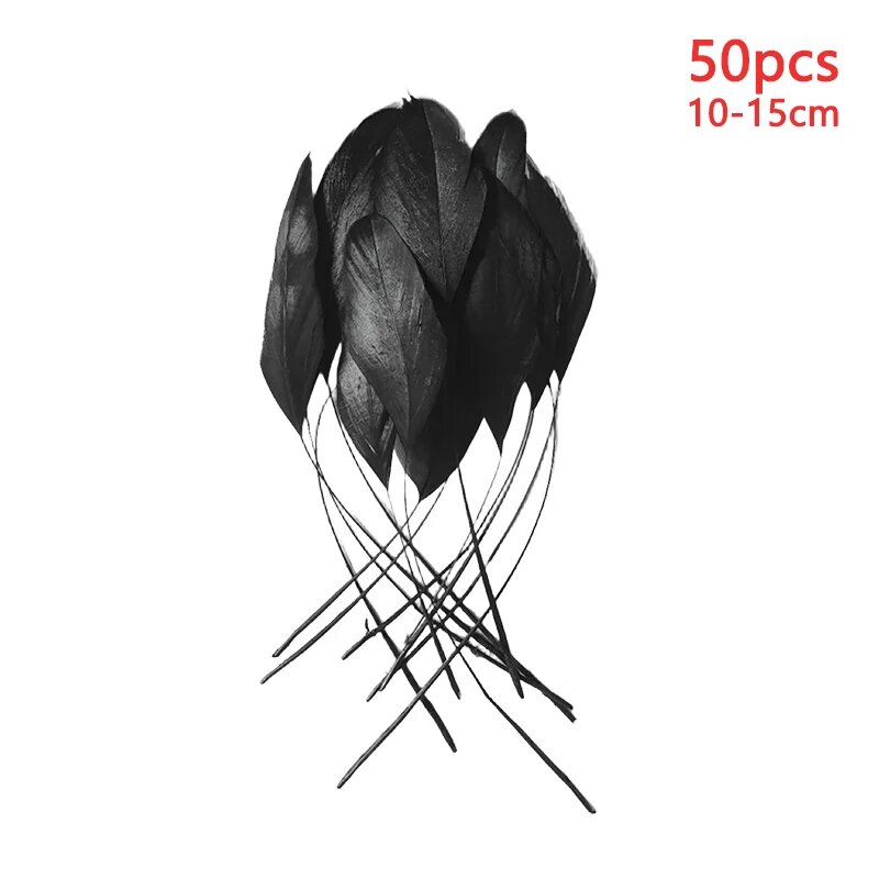 Черные гусиные перья 50 шт, 10-15 см, M034c500-50pcs
