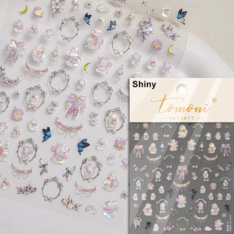 Наклейки для ногтей Tomoni Shiny TO4344, серебряные