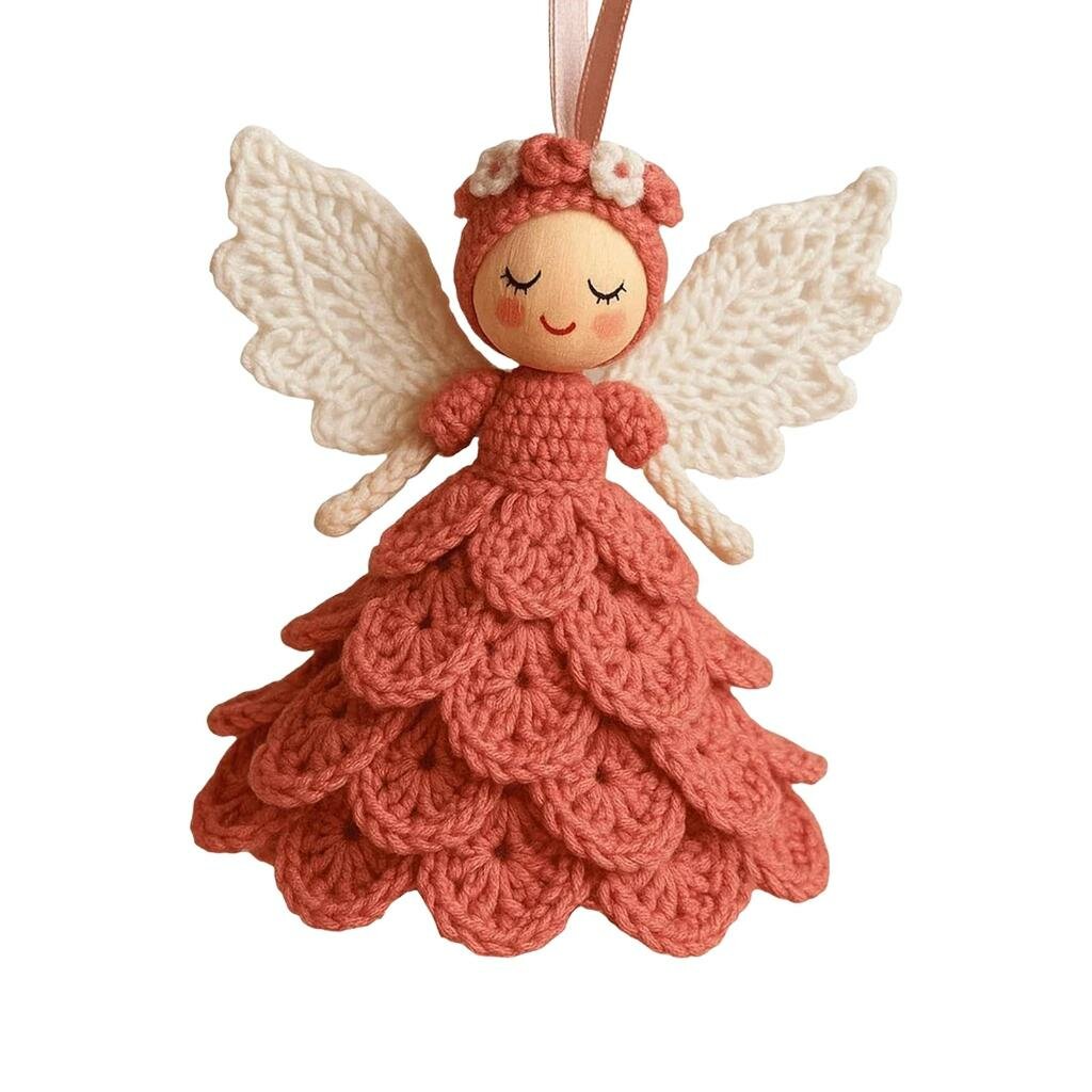 Вязаный крючком ангел на Рождество, набор для начинающих, красный
