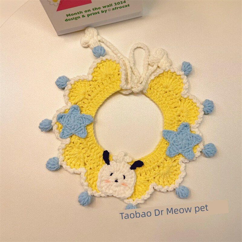 Вязаный вручную воротник-шарф для питомцев, таких как Почакко, кошек, собак и кроликов. Вязаный ошейник для собаки