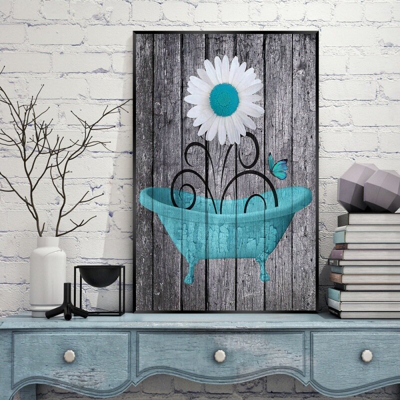 JUDING индивидуальная поставка Amazon AliExpress HD Ванна цветочный плакат холст живопись декоративная живопись