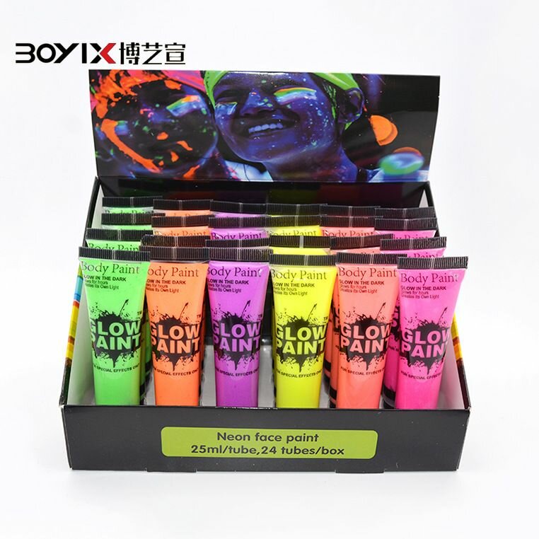 8 тюбиков по 10 мл/0,34 унции УФ-неоновой краски для лица и тела 8