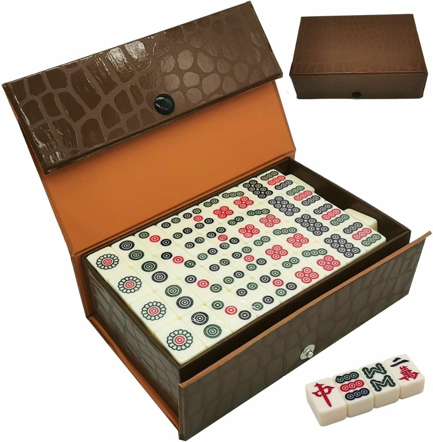 Мини маджонг настольная игра, 144 плитки, в футляре, идеально для подарка.