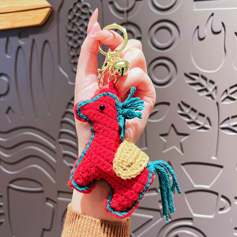 Креативный плюшевый вязаный пони-брелок, милый мультяшный зодиакальный лошадь-талисман, подвеска для сумки, новогодний маленький подарок