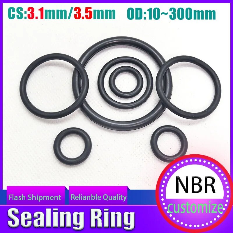 Резиновые уплотнительные кольца NBR, OD 45mm, 3.5mm, 40шт