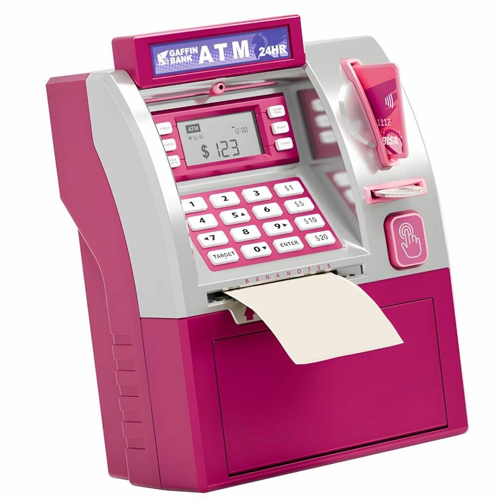 Игрушка "Банкомат" с LED-экраном для детей, Розовый