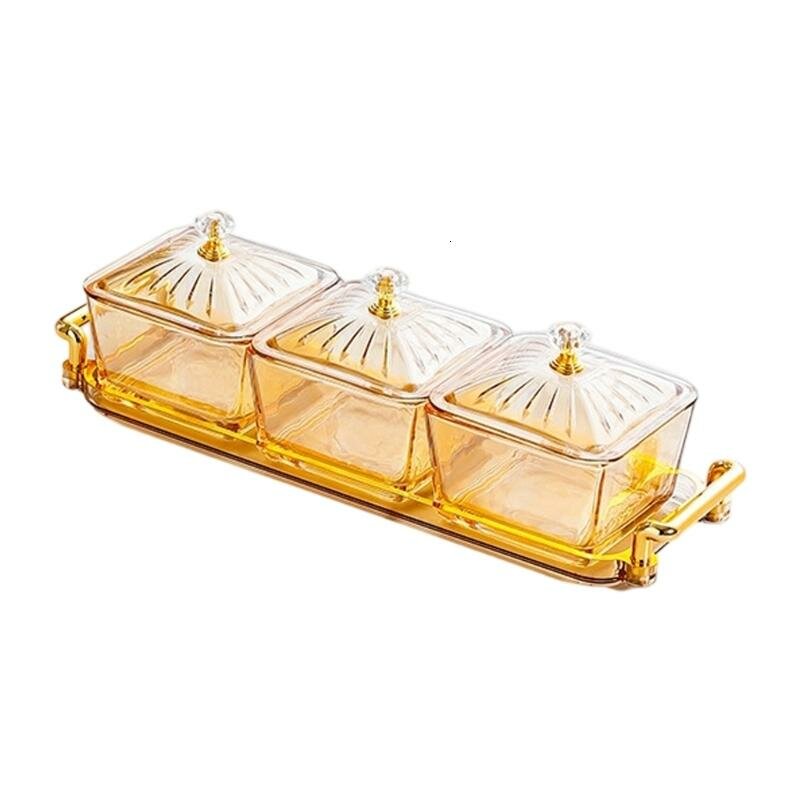 Квадратный лоток для еды съемными разделителями, Янтарный поднос