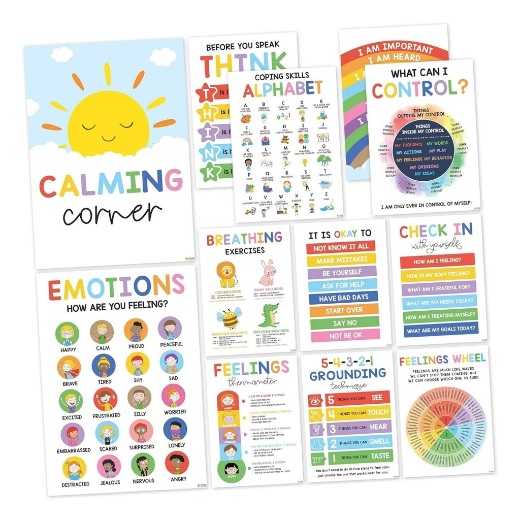 Плакат для распознавания эмоций у детей, украшение класса