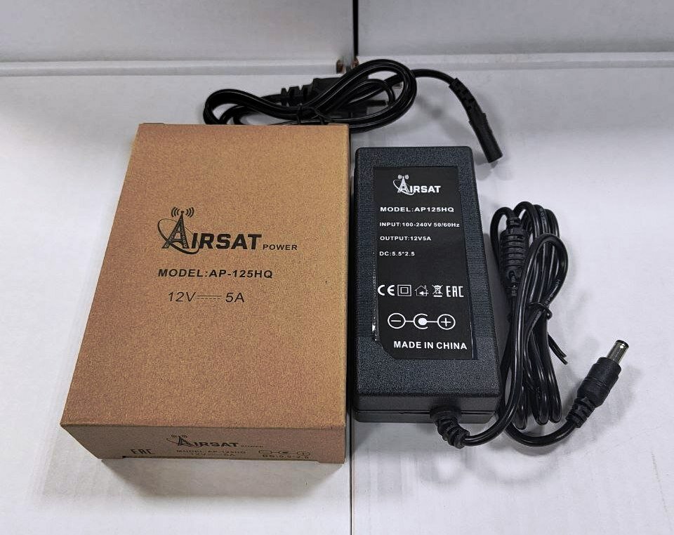 Блок питания 12V 5A, сетевой адаптер 12В 5А, AP-125HQ, универсальный, для видеонаблюдения, приставок. Штекер 5.5x2.5 мм.