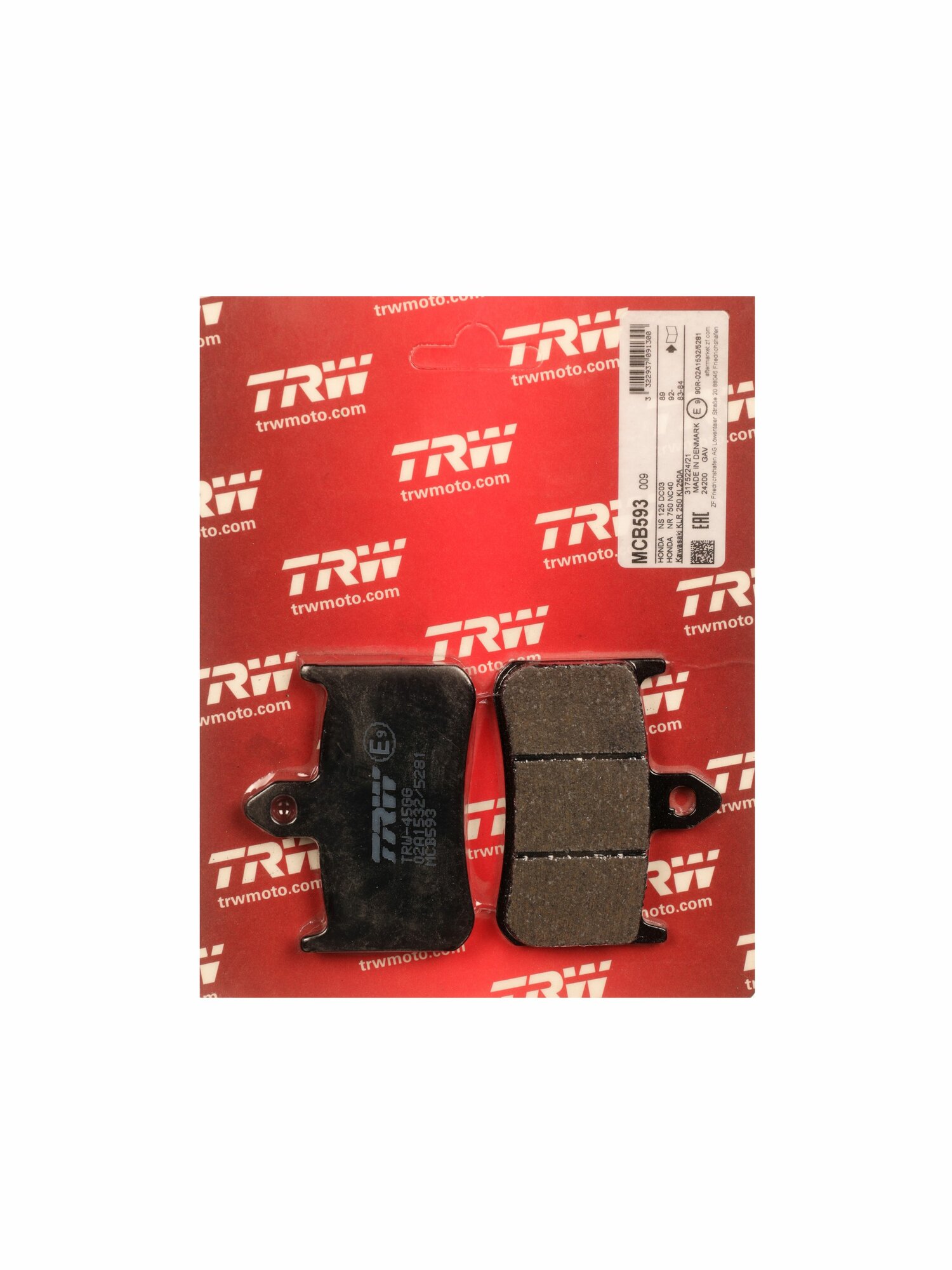 Колодки тормозные дисковые для мото передние TRW (MCB593)