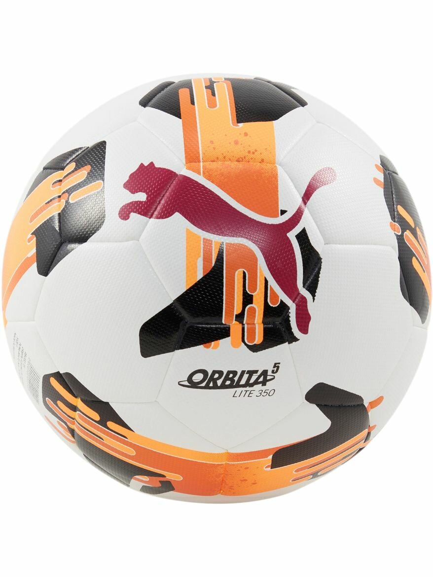 Мяч Puma Orbita 5 FUSION Lite 350 белый; оранжевый 48% резина, 7% полиэстер, 20% ЭВА, 25% полиэстер Футбол