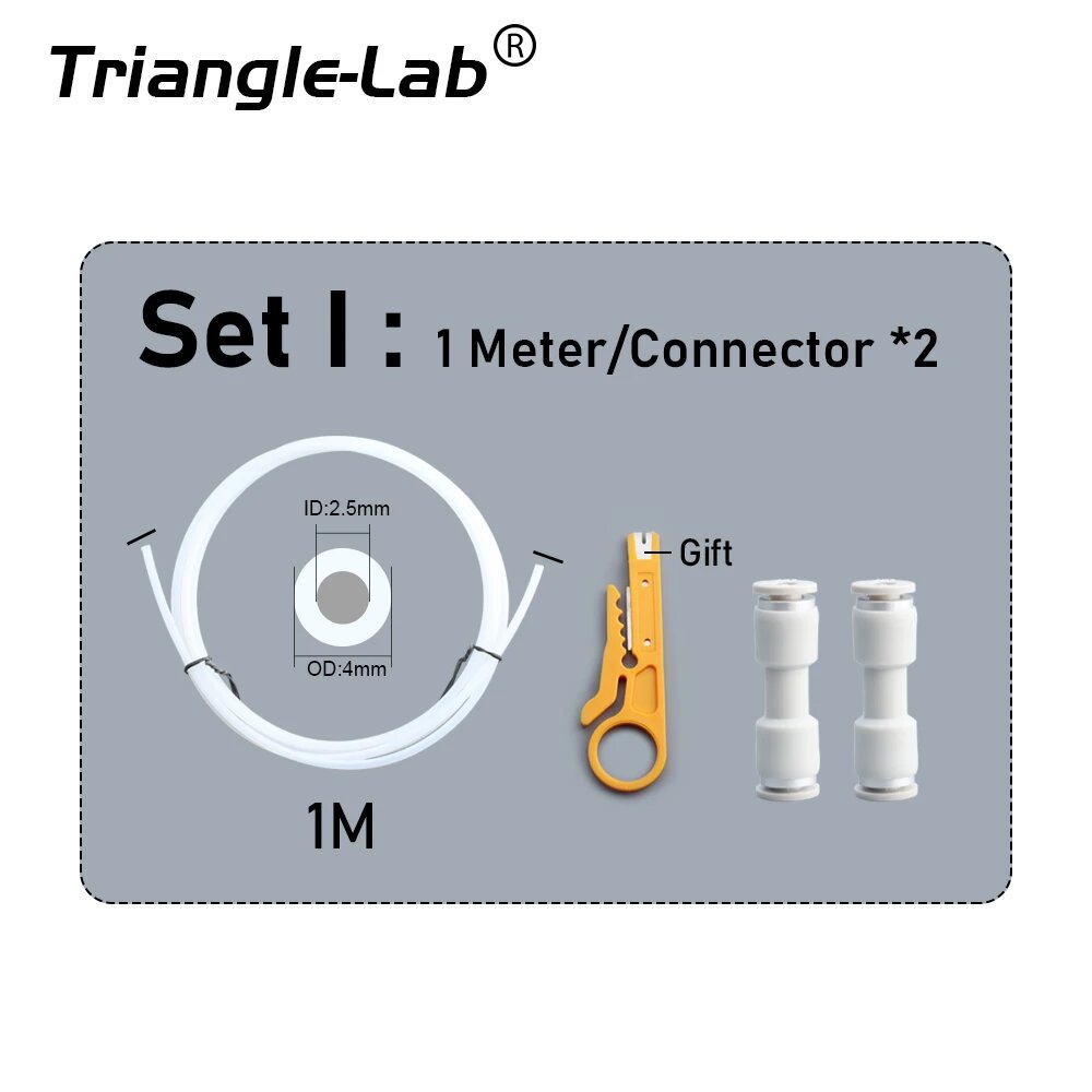 Трубка Trianglelab PTFE PLUS 2.5x4 мм, 1 м, 2 коннектора