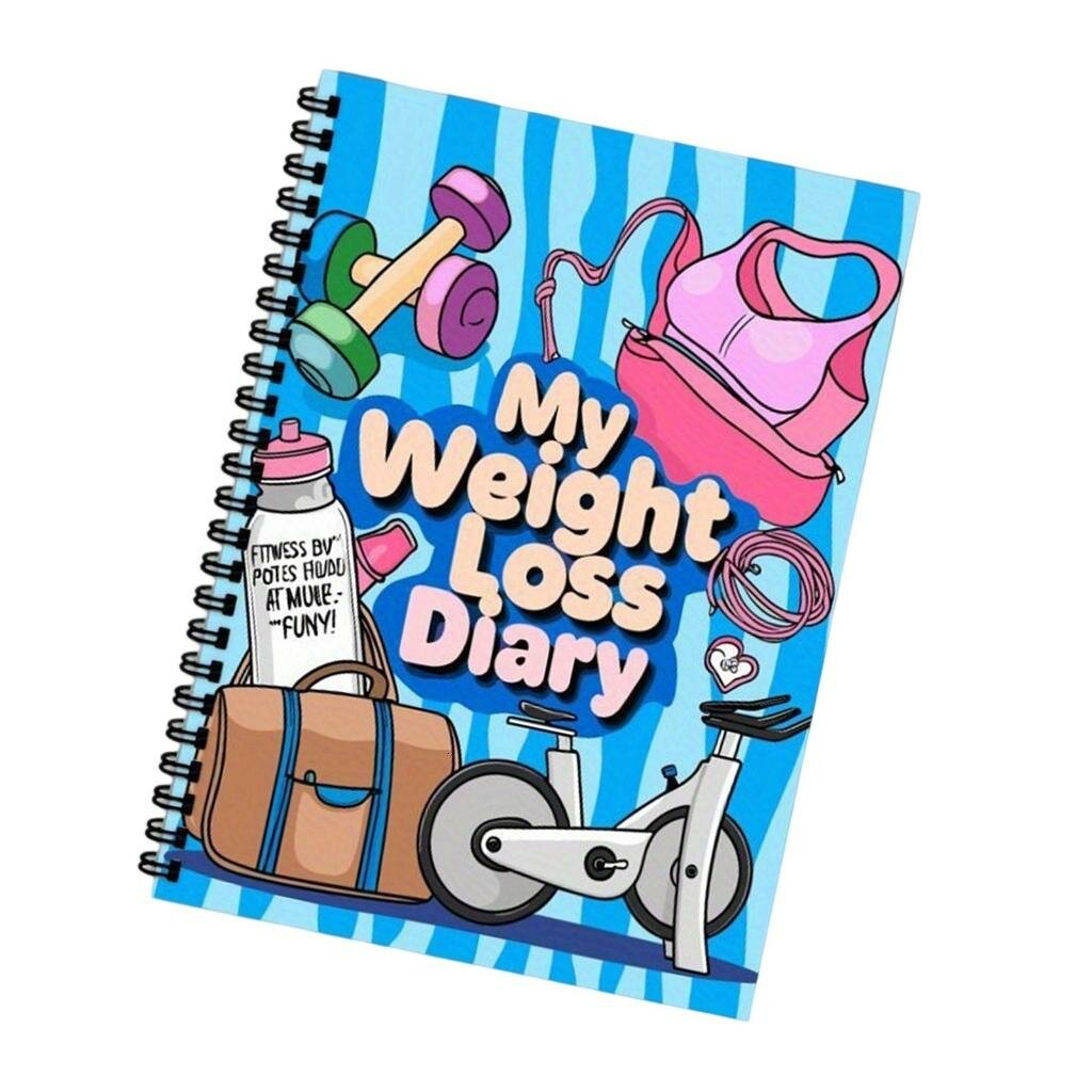 Тетрадь для отслеживания веса с графиками питания и упражнений, Синий