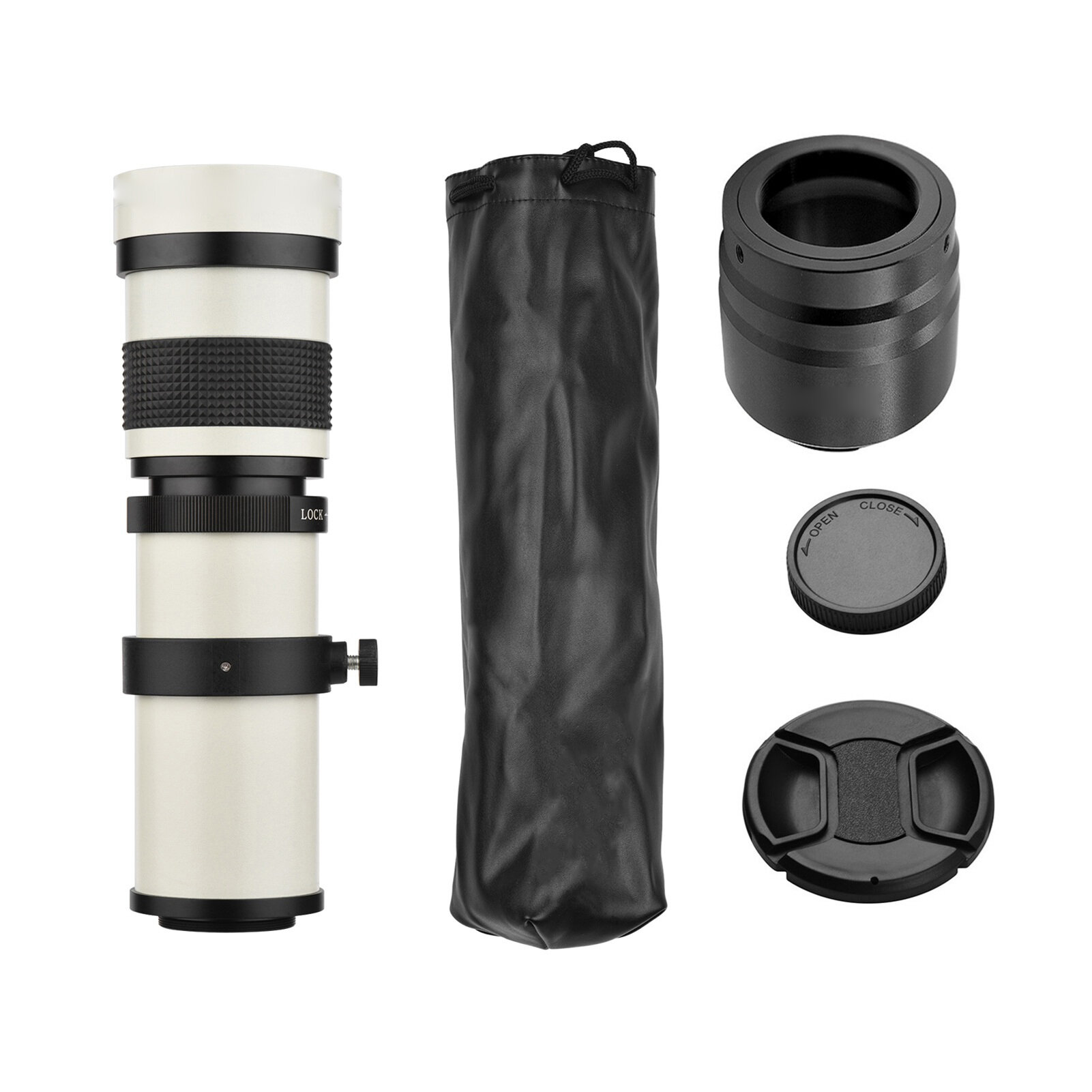 Телеобъектив MF Super Telephoto Zoom Lens F/8.3-16 420-800mm T2 Mount с адаптерным кольцом RF-mount и резьбой 1/4 для камер Canon EOS R/ R3/ R5/ R5C/ R6/ RP RF-Mount
