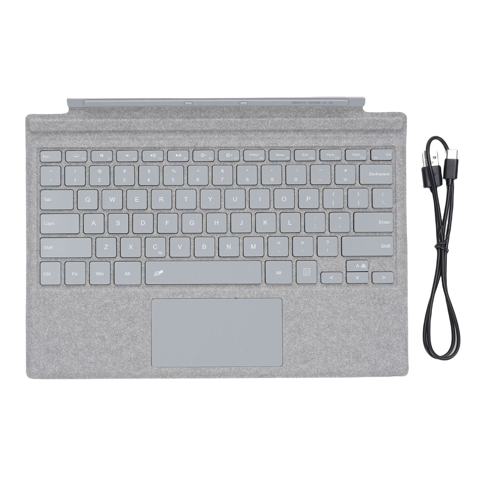 Беспроводная клавиатура для ноутбуков Surface Pro 3, 4, 5, 6, 7, 7 и более поздних моделей, Bluetooth, с тачпадом, серая с подсветкой.