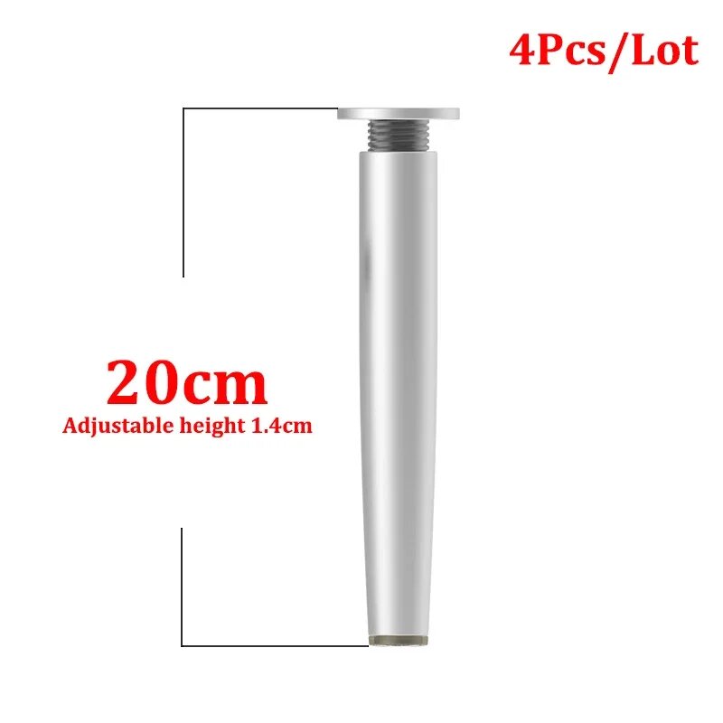 4 шт./лот, регулируемые мебельные ножки из цинкового сплава, конические ножки для дивана, ножки для шкафа, ножки для ванной комнаты, ножки для ТВ-шкафа с винтами Frosted 20CM