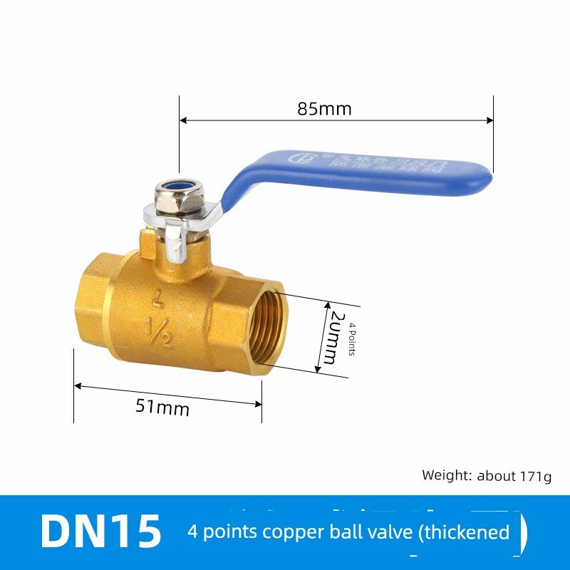 Медный шаровой кран 4/6 дюйма 1/2 2inch DN15 с внутренней резьбой 20, для бытовых водопроводных труб, утолщенный,