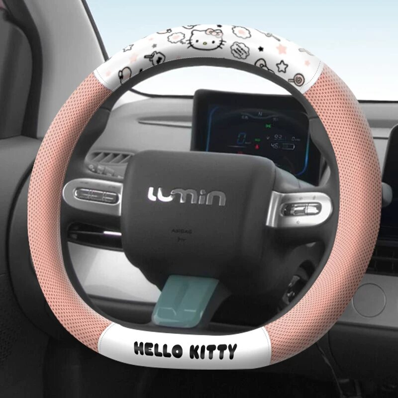 HelloKitty KT Розовая D-Форма Накладка на Руль Автомобиля - Дышащая Летняя Универсальная Подходит