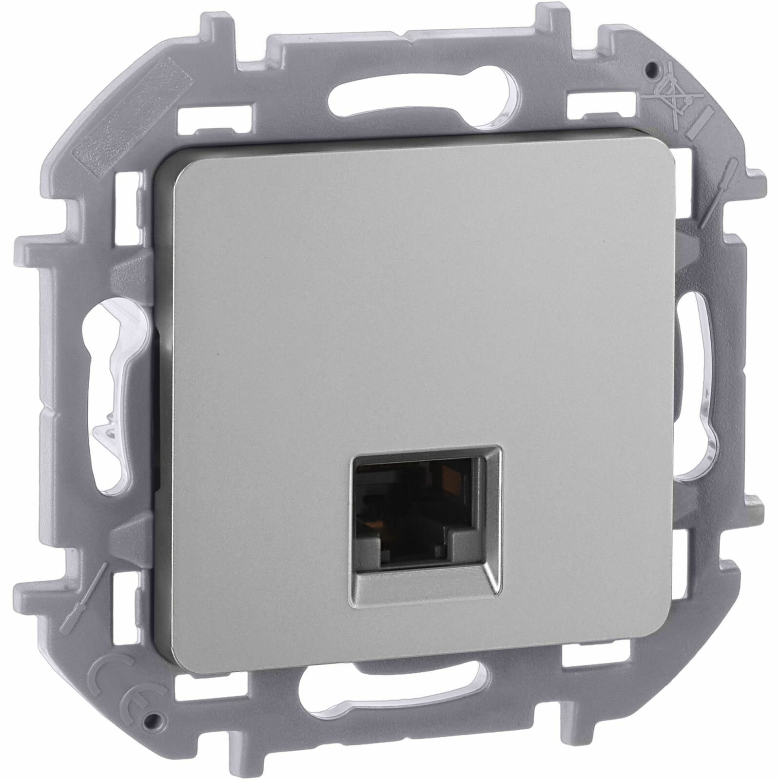 Розетка IEK разъем RJ45, категория 5e, UTP, алюминиевая рамка
