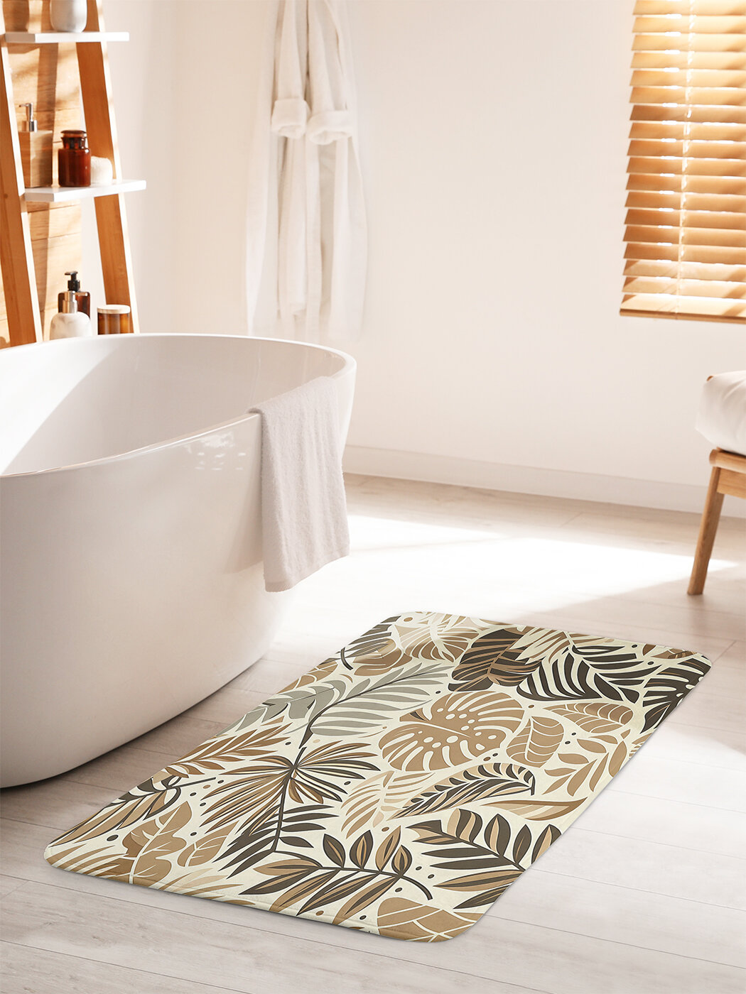 Коврик для ванной комнаты и туалета противоскользящий "Картина из листьев" 60х100 см, JoyArty