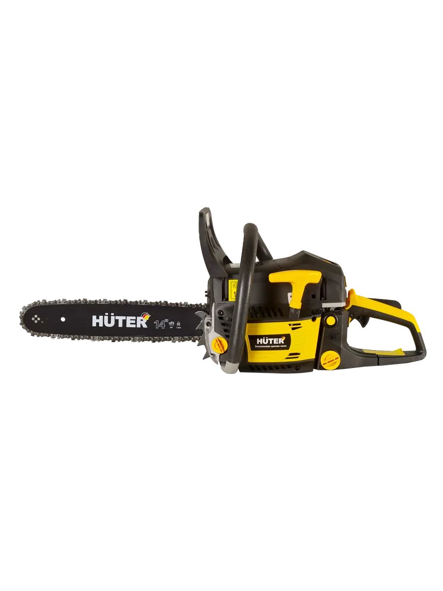 Бензопила Huter BS-4514, желтая, 2300Вт, плавный пуск, антивибрация, шина 35см, 2300 Вт