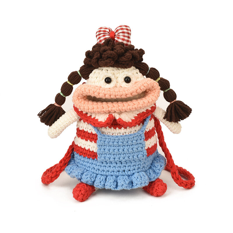 Большая сумка для телефона, ручная вязаная сумка, сумка из крючковой пряжи, креативная милая сумка с бантом для девочек, готовая продукция