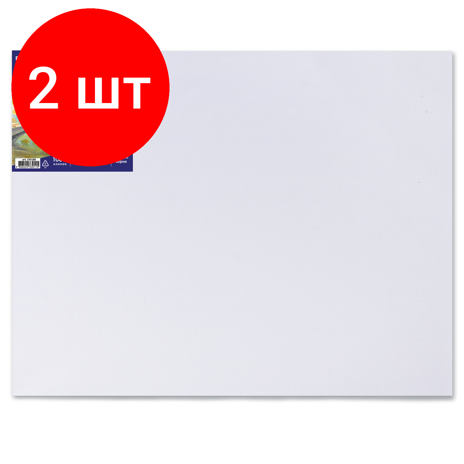 Комплект 2 шт, Холст на картоне (МДФ), 40х50 см, 280 г/м2, грунтованный, 100% хлопок, BRAUBERG ART CLASSIC, 192188