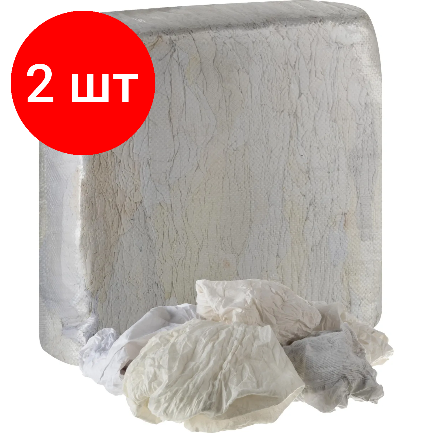 Комплект 2 штук, Ветошь коттон белый_Б, 10кг