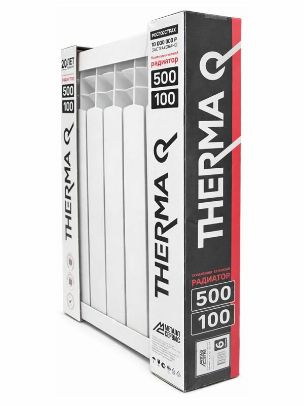 Радиатор биметаллический МС THERMA Q ECO 500/100 6 секций 954Вт (пр-во Россия)