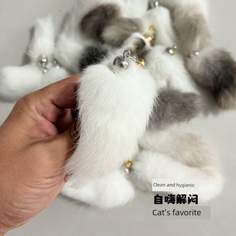 Игрушка для кошек, натуральный хвост кролика, ароматизированная, для обоняния, самостоятельных игр, снятия скуки, для