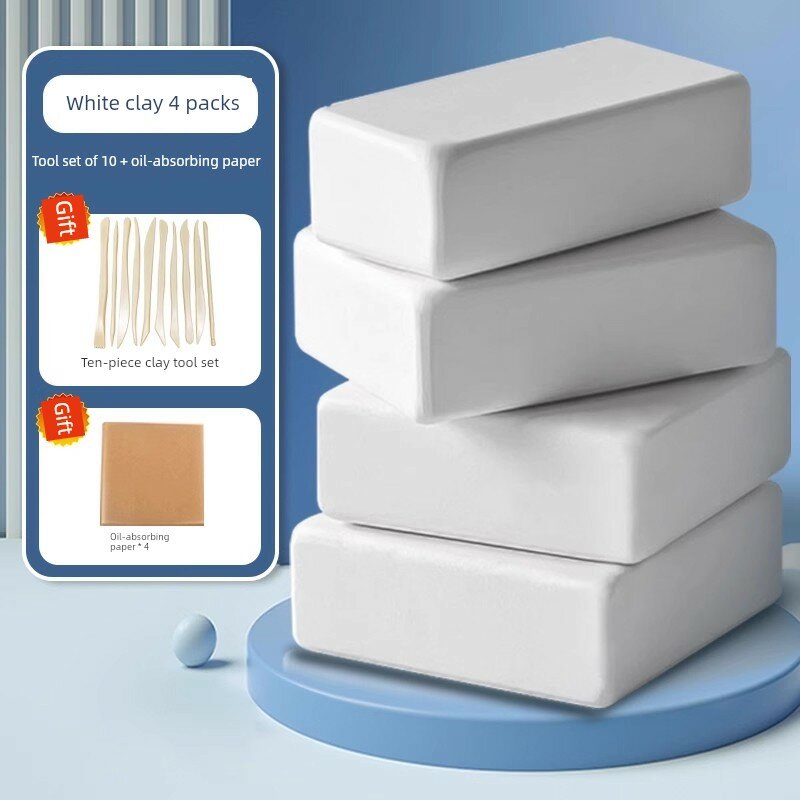 Комплект белой глины 4 пакета с набором инструментов из 10 предметов и 4 листами масляной бумаги для детского искусства