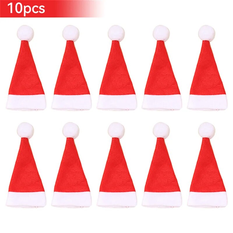 Мини-шапки Санта-Клауса из хлопка, набор из 10 штук 10pcs