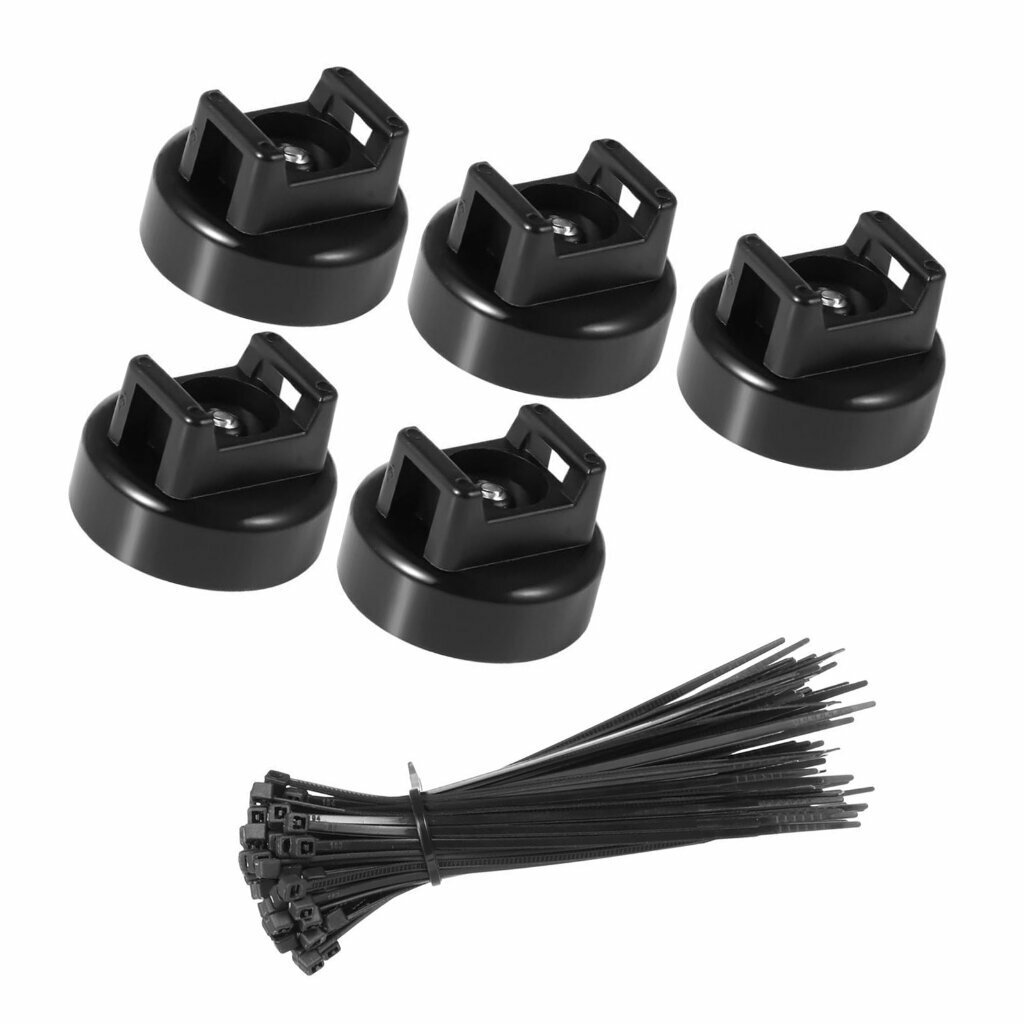 Магнитные крепления для крепления кабеля с черными стяжками для надежной организации проводов диаметром 22 мм