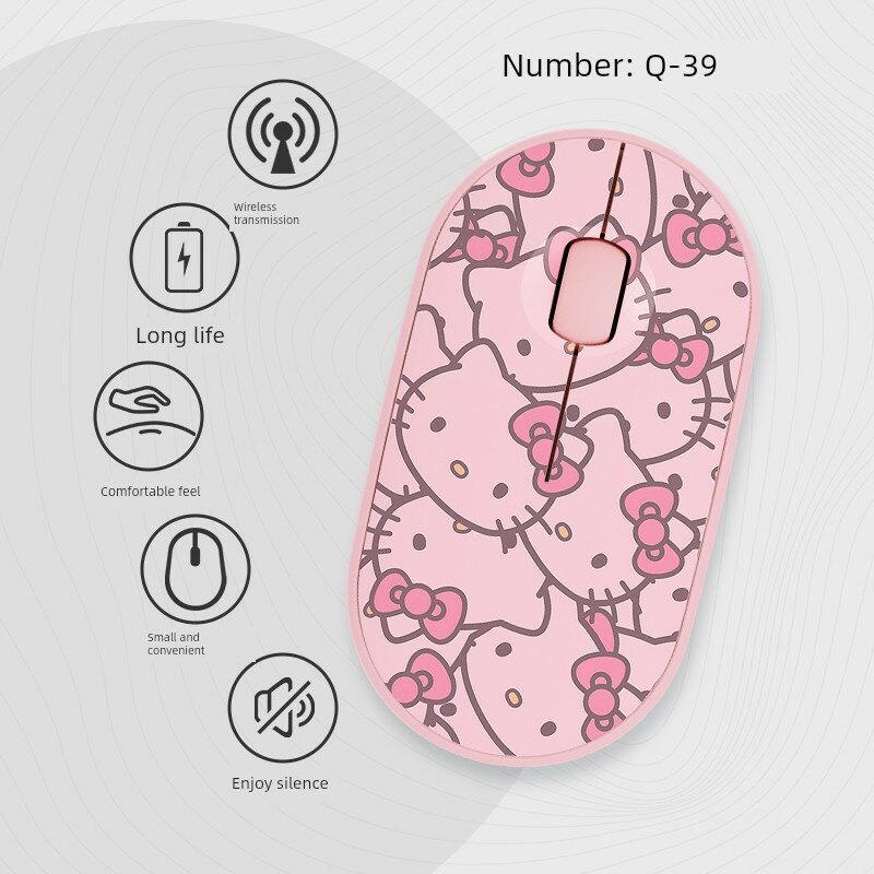 Беспроводная Bluetooth-мышь Hello Kitty, бесшумная, для девочек, для игр, офиса, планшета, ноутбука, универсальная