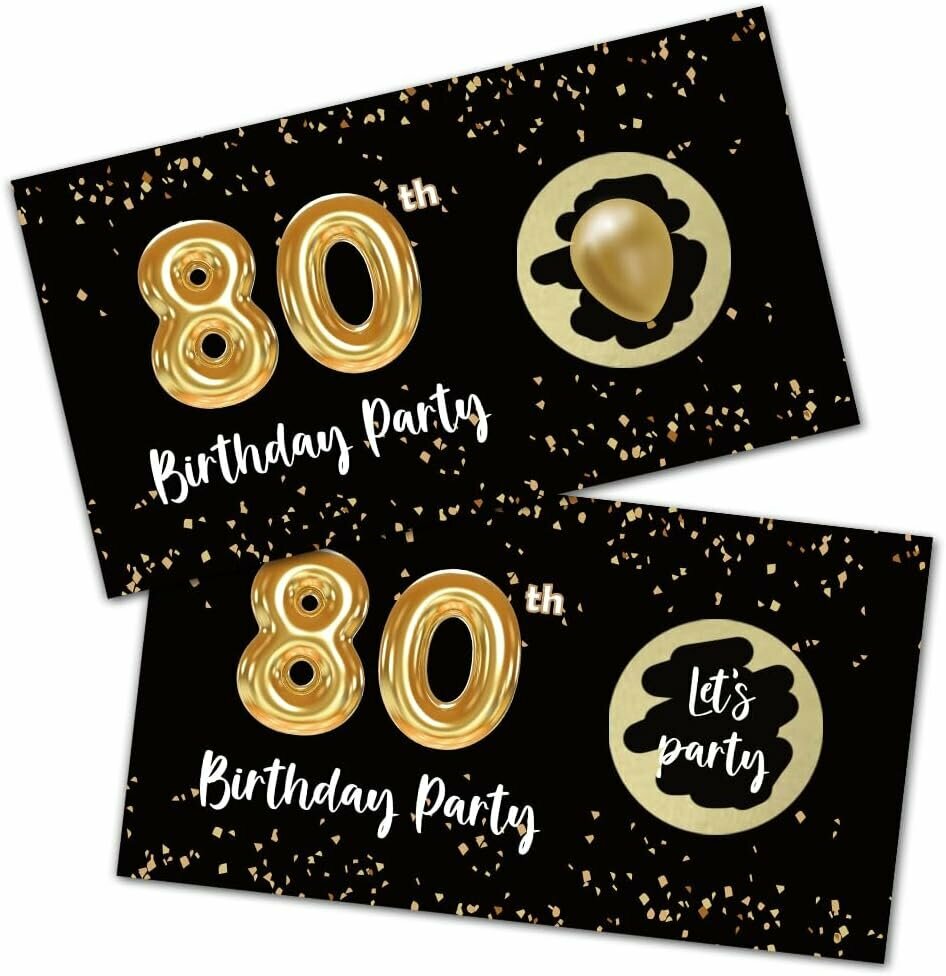 REWIDPARTY Игровые карты для взрослых на 80-летие, 32 шт, черно-золотые, билеты стирания на 80-, счастливого 80-летия