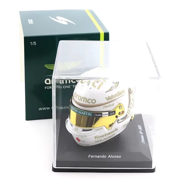 Модель шлема Фернандо Алонсо Aston Martin AMR25 Spark 1:5
