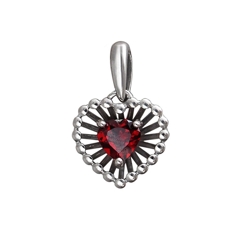 Подвеска, серебро, 925 проба, родирование, гранат