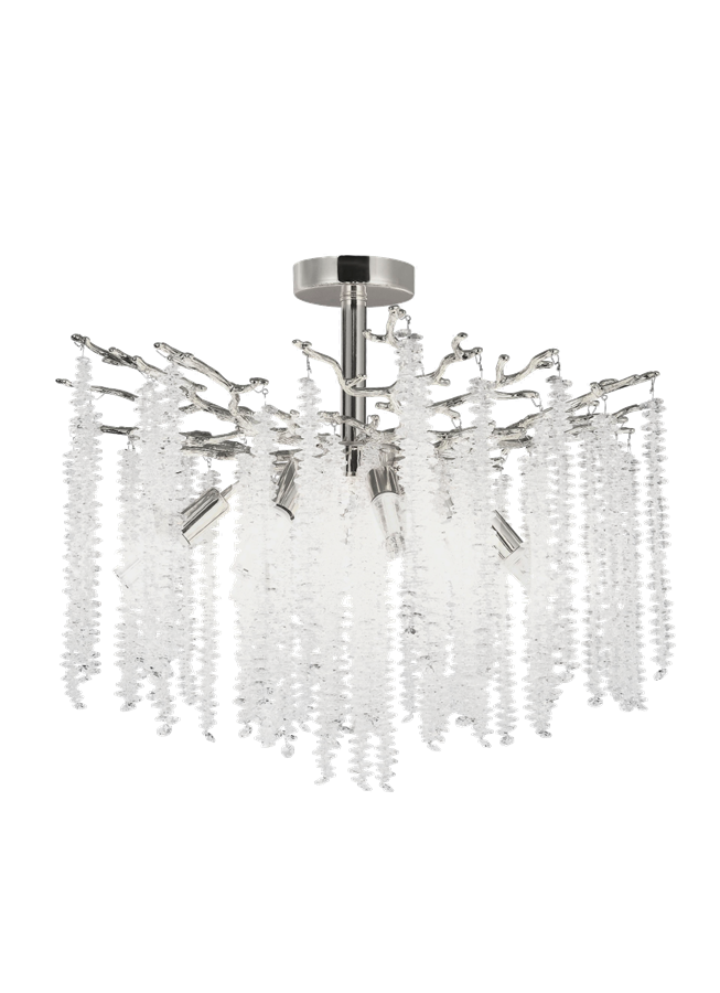 Люстра хрустальная потолочная круглая хром с прозрачными хрустальными подвесками на 6 ламп E14