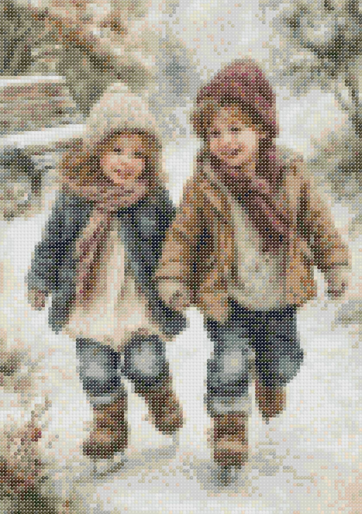 Схема вышивки бисером На коньках (на бумаге, без бисера и ткани) 105х149 стежков (21х30 см) 48 цвета