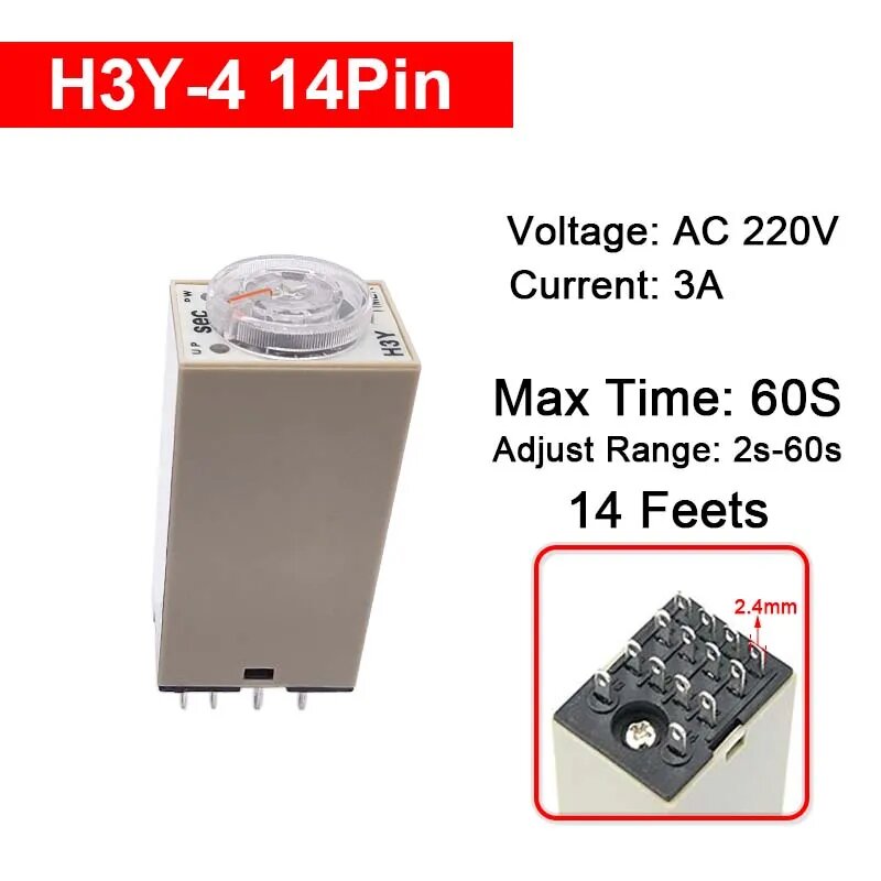 Реле времени H3Y-4 14Pin, 2-60s, AC 220V