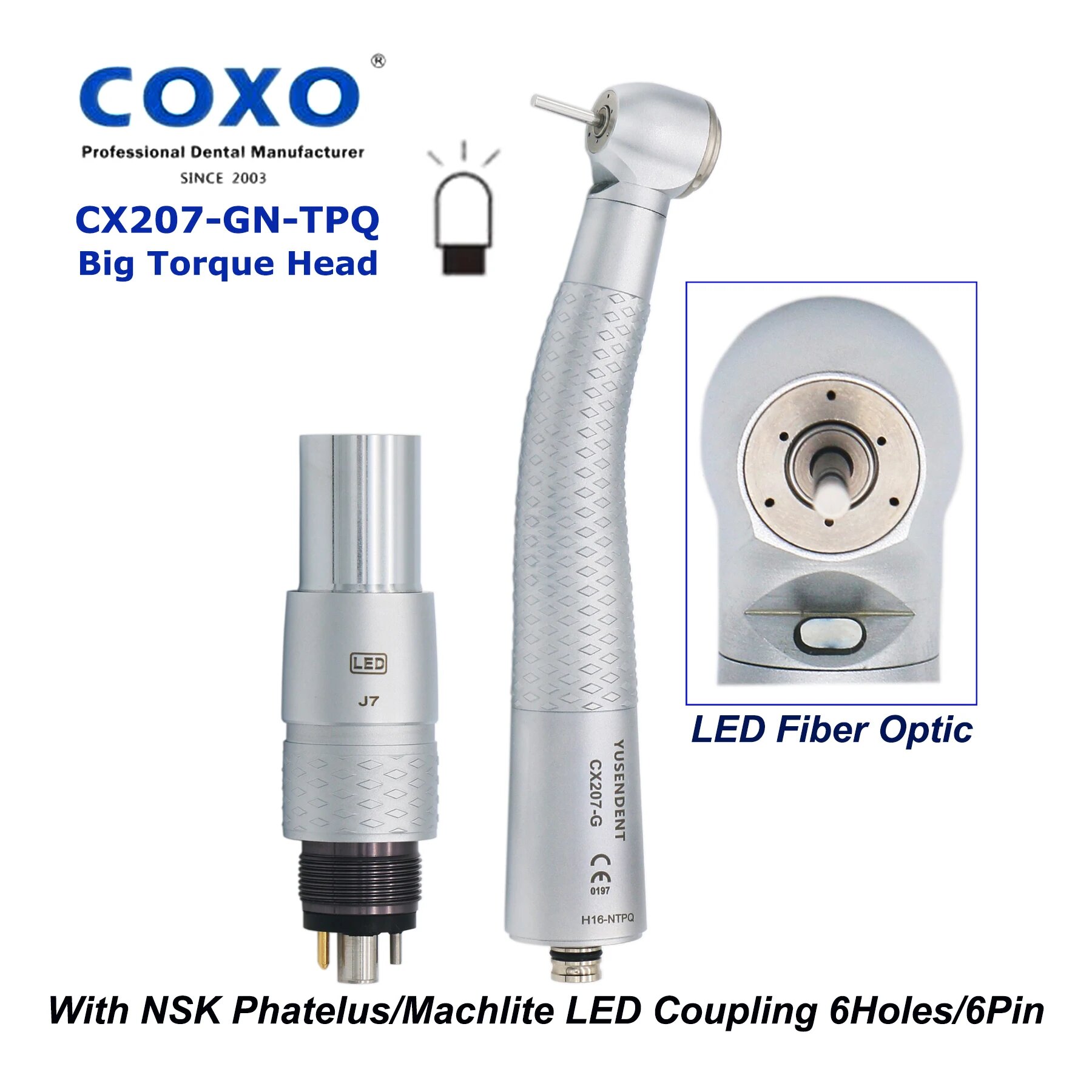 COXO CX207-GN-TPQ Турбинный наконечник с LED