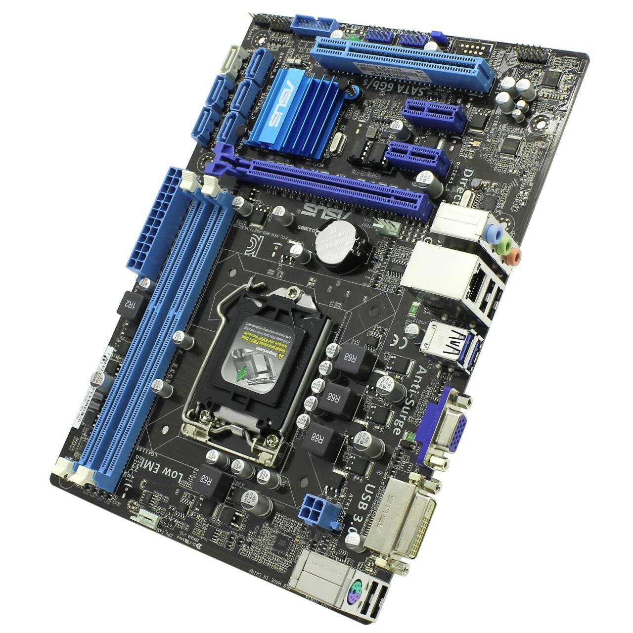 Материнская плата ASUS P8B75-M LX Plus LGA1155 PCI-E+Dsub+DVI+GbLAN SATA MicroATX 2DDR3