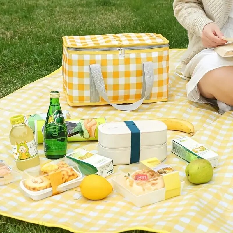 20*20*35Портативная сумка-холодильник с застежкой на молнии для пикника и пляжа, идеальная для активного отдыха, пикников, кемпинга и летнего использования