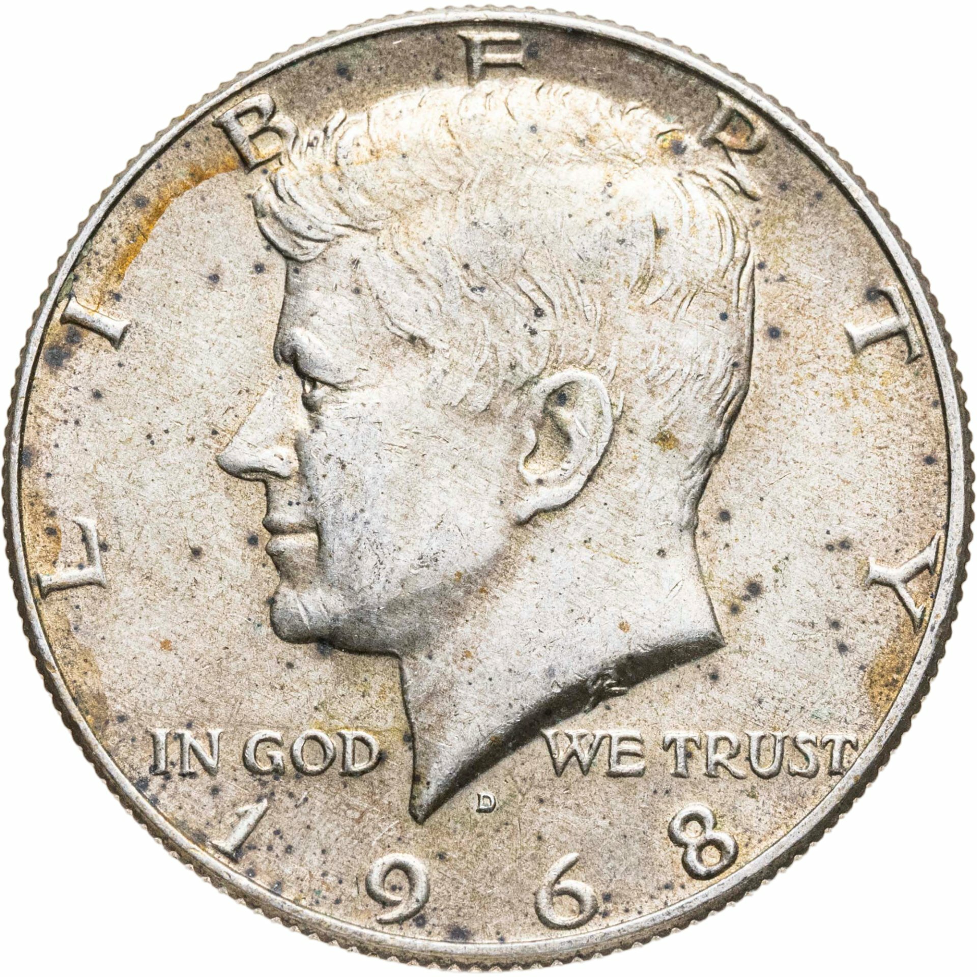 США 50 центов 1/2 доллара, half dollar 1968 Kennedy Half Dollar Кеннеди, Серебро 400, в сохранности XF