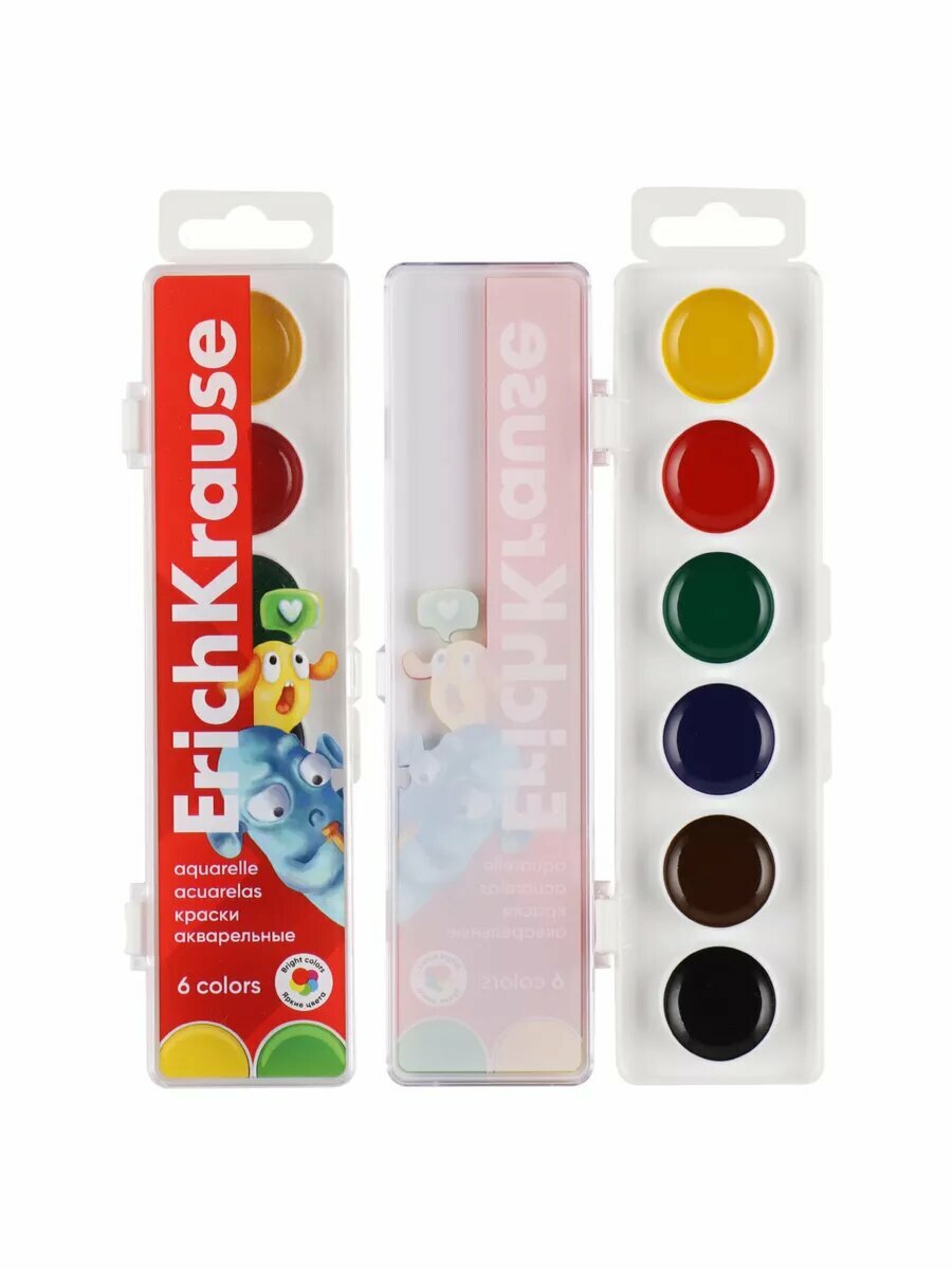 Акварельные краски "Jolly Friends" ErichKrause, 6 матовых цветов
