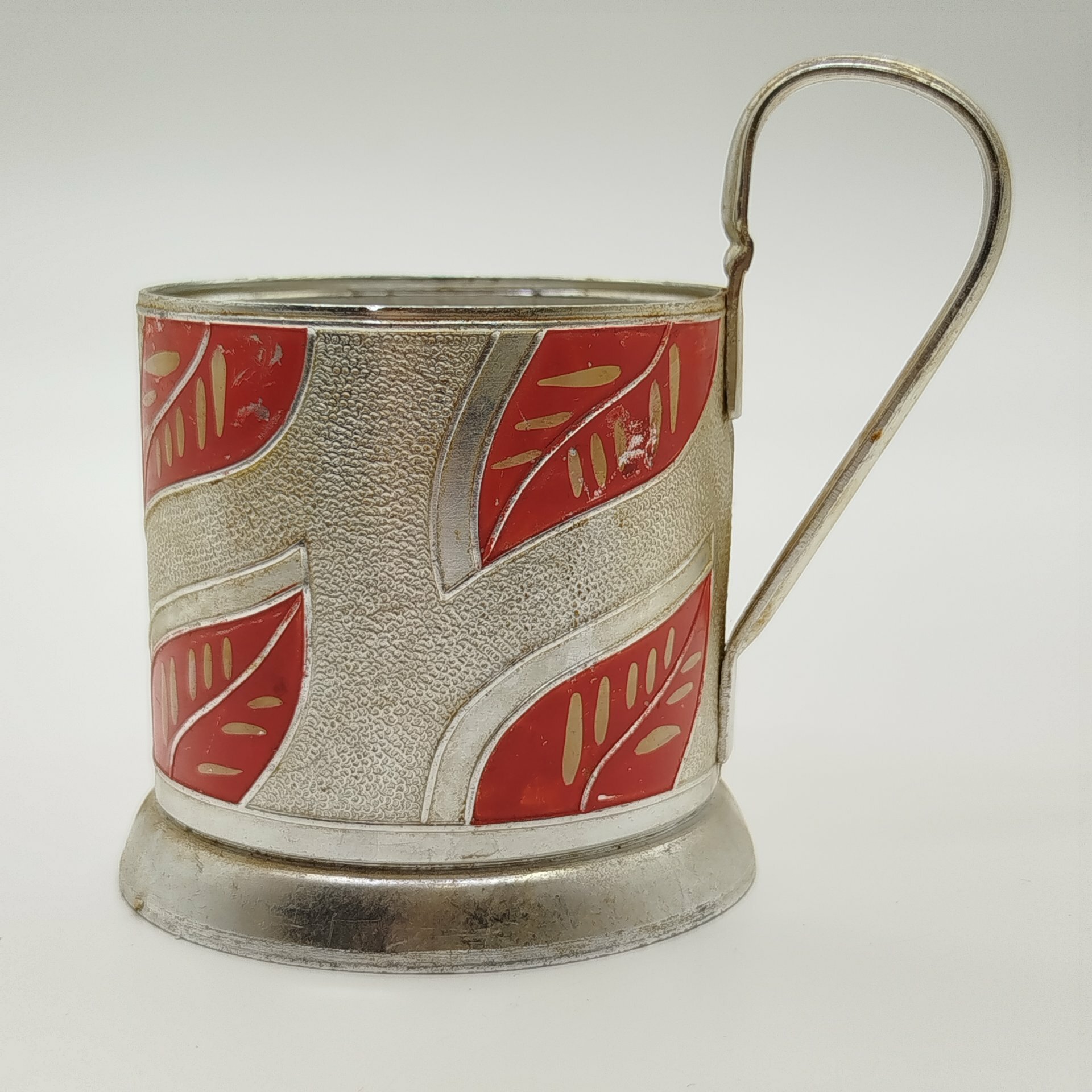 Подстаканник "Красные листья", алюминий, роспись