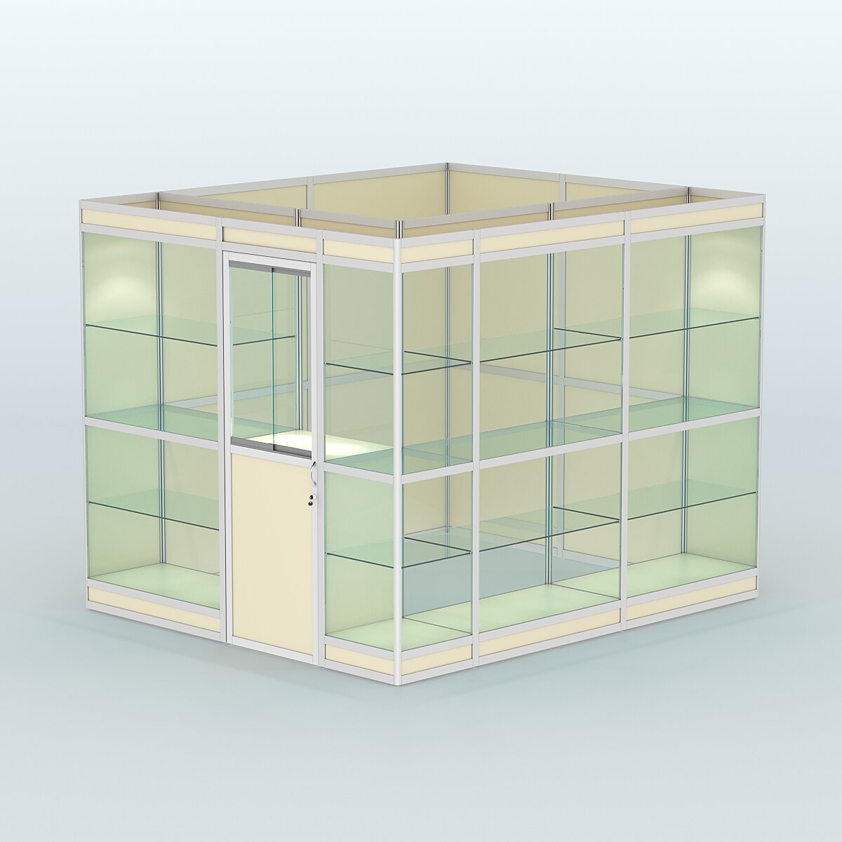 Павильон из профиля угловой №4в (5,5 кв. м), Крем Вайс