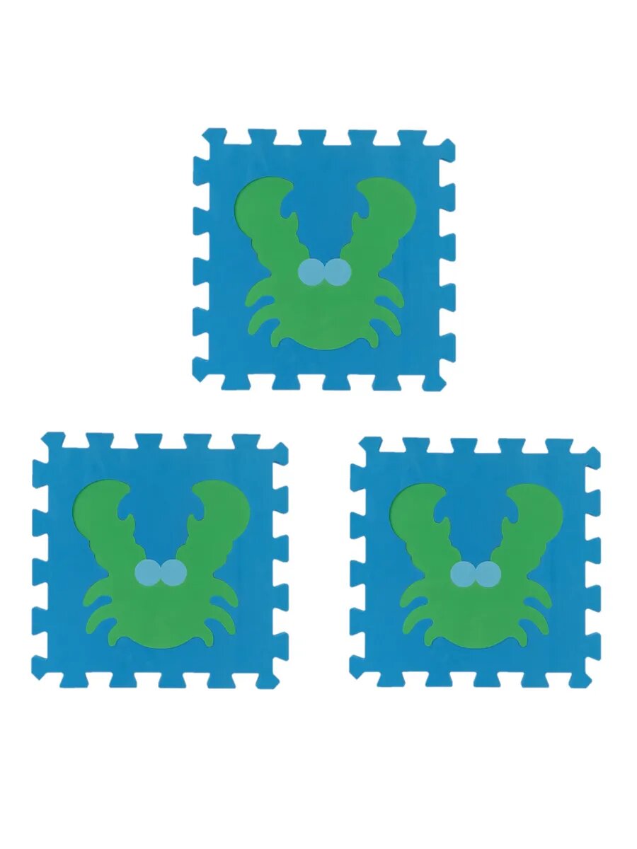 Коврик пазл детский игровой для ползания малышей Краб 3 эл.