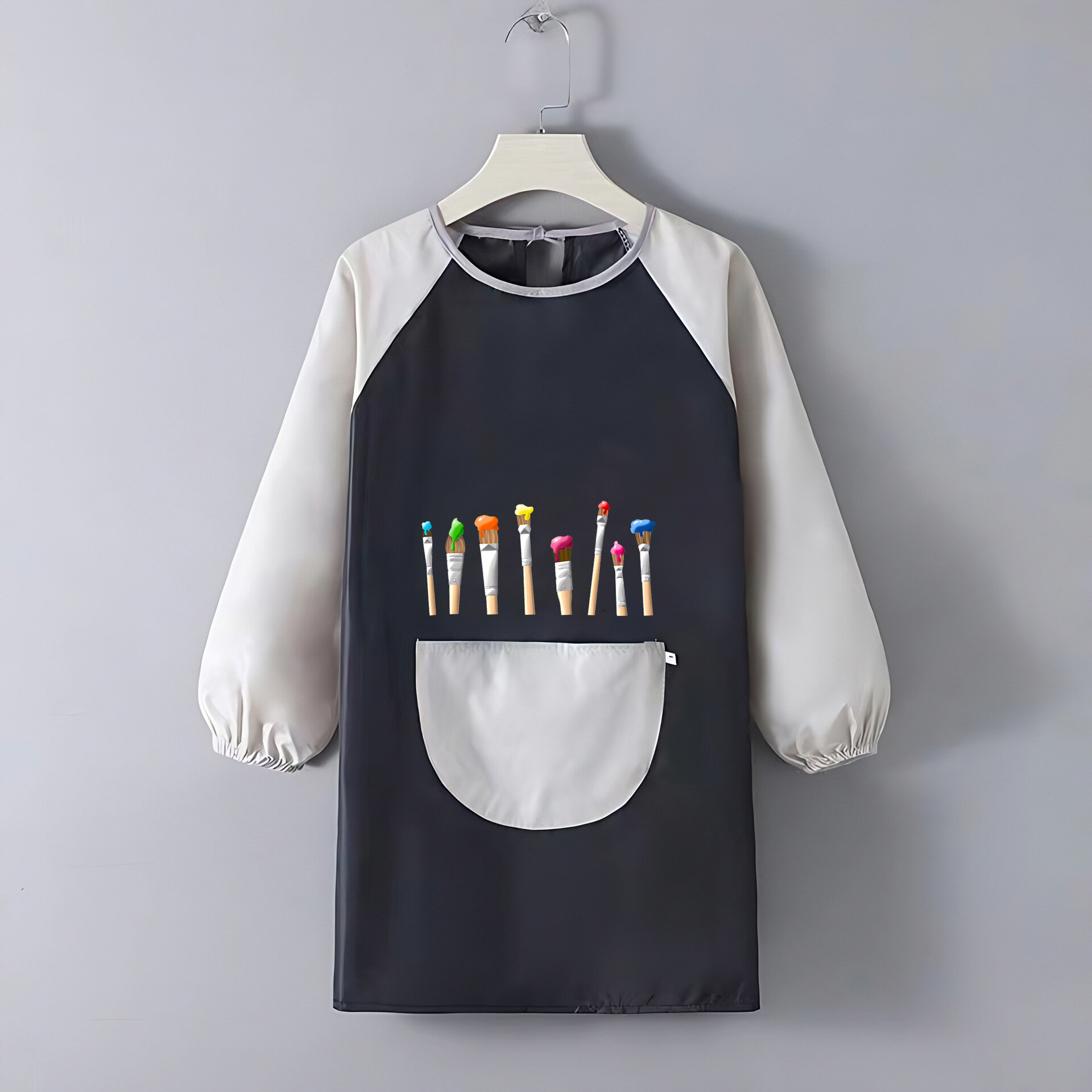 Детский фартук для рисования, водонепроницаемый и устойчивый к пятнам халат с длинными рукавами, одежда для детского сада, защитная одежда с индивидуальным принтом для еды.