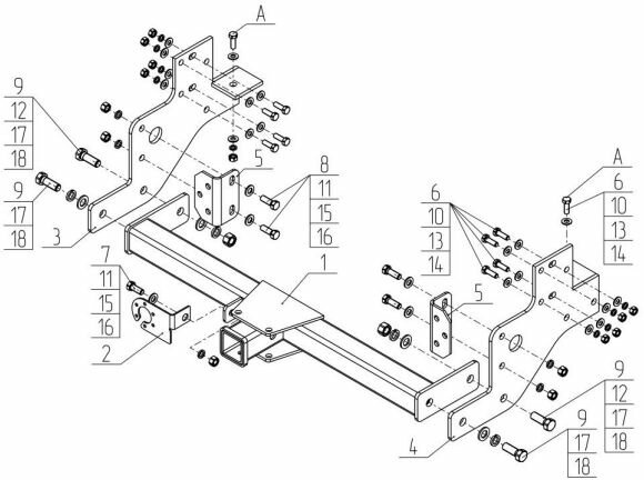Фаркоп на Газель NEXT бортовая 2016- без снятия и подрезки бампера. Тип шара: E. Нагрузки: 2500/100 кг, GAZ-16